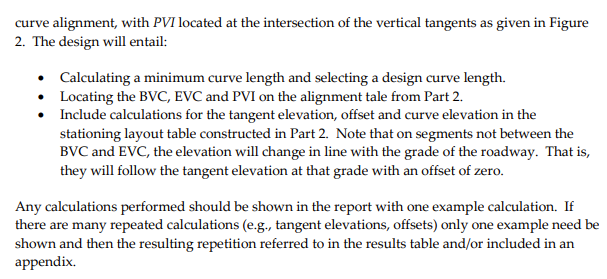 Part 3: Vertical alignment Using the elevations and | Chegg.com