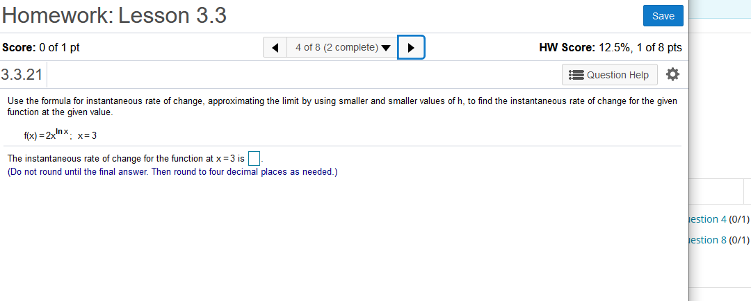 Solved Homework Lesson 3 3 Save Score 0 Of 1 Pt 3 Of 8 2