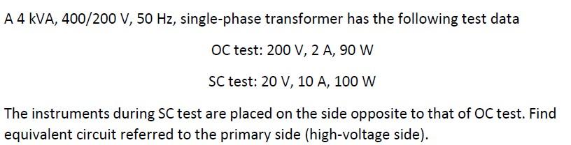Solved SC test: 20 V,10 A,100 W The instruments during SC | Chegg.com