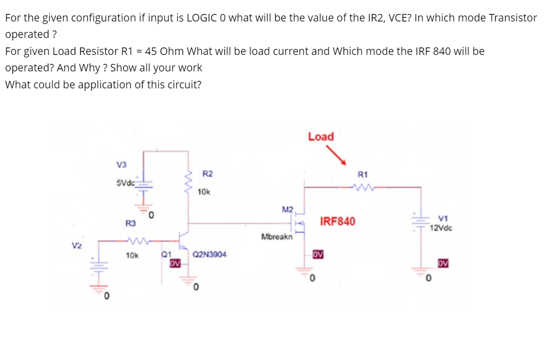 Solved For The Given Configuration If Input Is Logic 0 What 5680