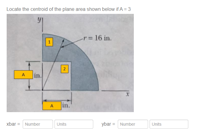 Solved Locate the centroid of the plane area shown below if | Chegg.com