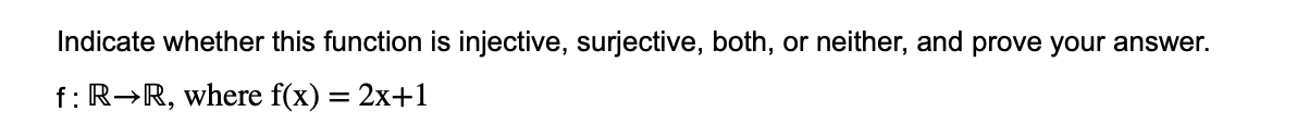 Solved Indicate whether this function is injective, | Chegg.com
