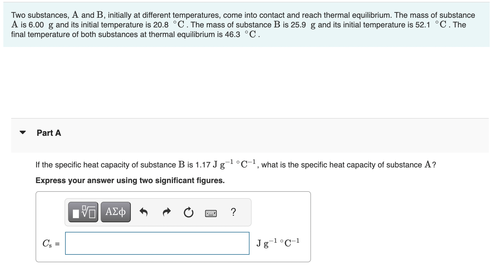 Solved Two substances, A and B, initially at different | Chegg.com