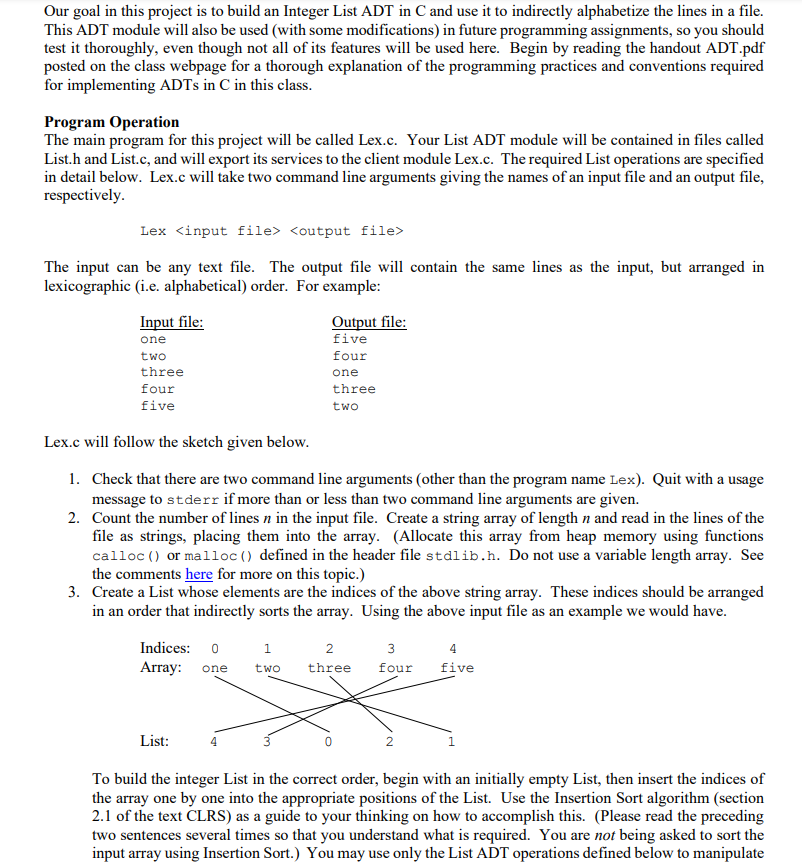Our goal in this project is to build an Integer List | Chegg.com