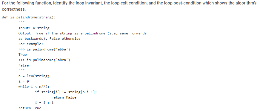 Solved For the following function, identify the loop | Chegg.com