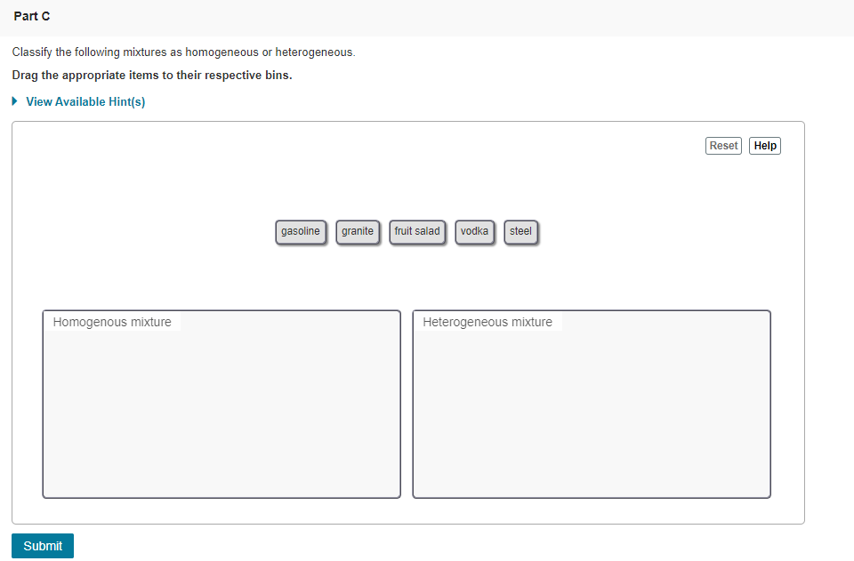 Solved Part B Classify each of the following substances as | Chegg.com