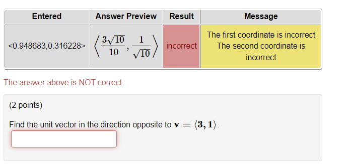Solved The answer above is NOT correct. (2 points) Find the | Chegg.com