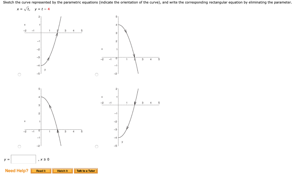Solved Sketch the curve represented by the parametric | Chegg.com