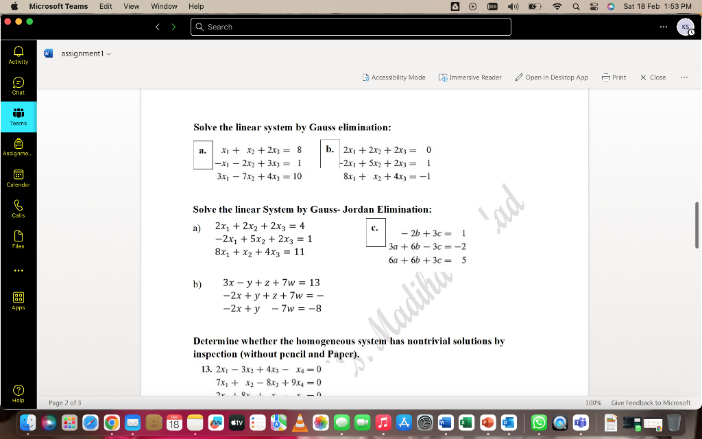 Solved Solve the linear system by Gauss elimination: Solve | Chegg.com