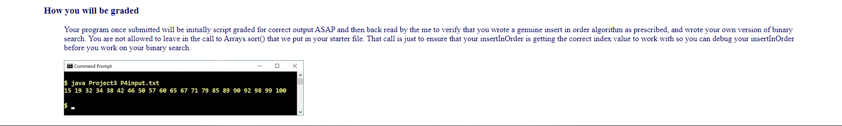 Solved /* Project3.java InsertInOrder with bSearch | Chegg.com