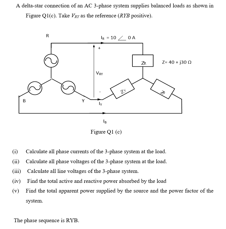 Solved A delta-star connection of an AC 3-phase system | Chegg.com