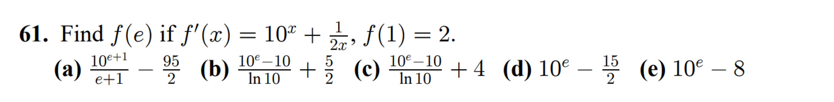 Solved Find f(e) ﻿if | Chegg.com