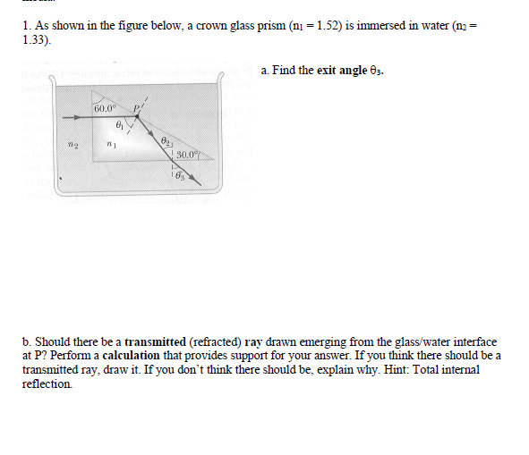 Solved 1. As shown in the figure below, a crown glass prism | Chegg.com
