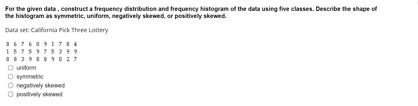 Solved For the given data , construct a frequency | Chegg.com