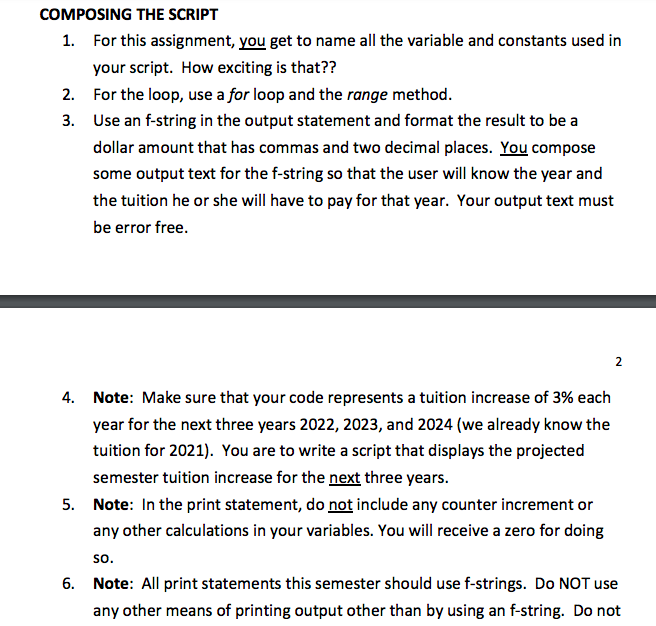 Solved COMPOSING THE SCRIPT 1. For this assignment, you get | Chegg.com
