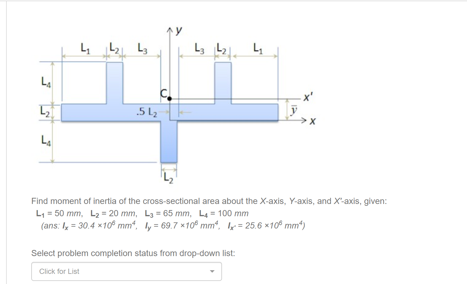 Solved Find moment of inertia of the cross-sectional area | Chegg.com