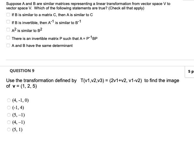 Solved Suppose A and B are similar matrices representing a | Chegg.com