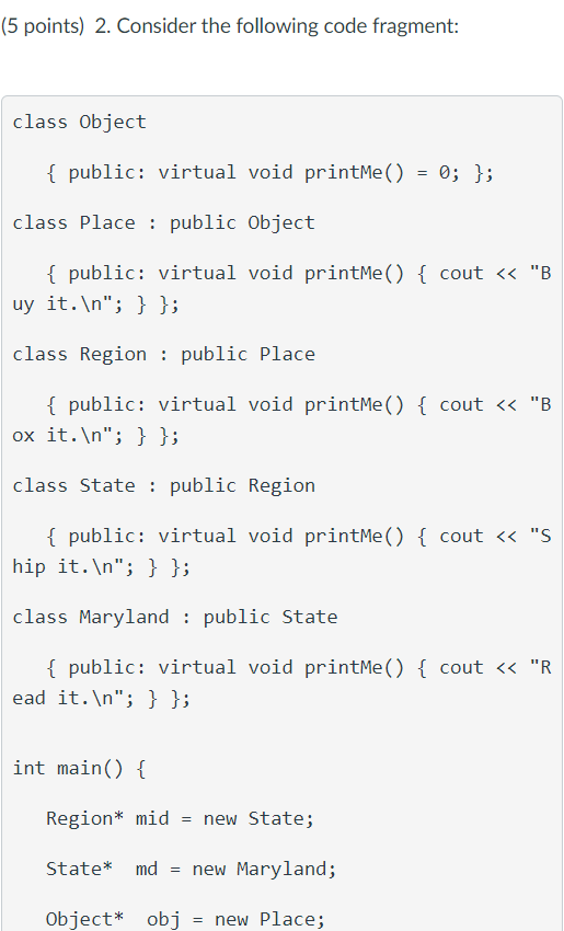 Solved (5 points) 2. Consider the following code fragment: | Chegg.com