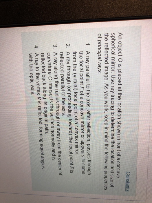 Solved Constants An object O is placed at the location shown | Chegg.com