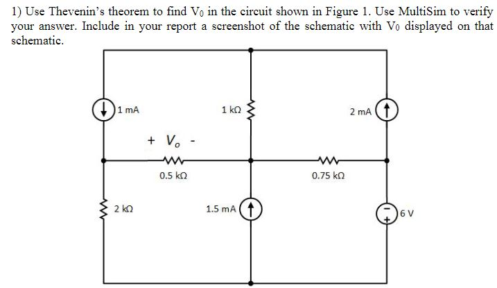 Solved 1) Use Thevenin's theorem to find Vo in the circuit | Chegg.com