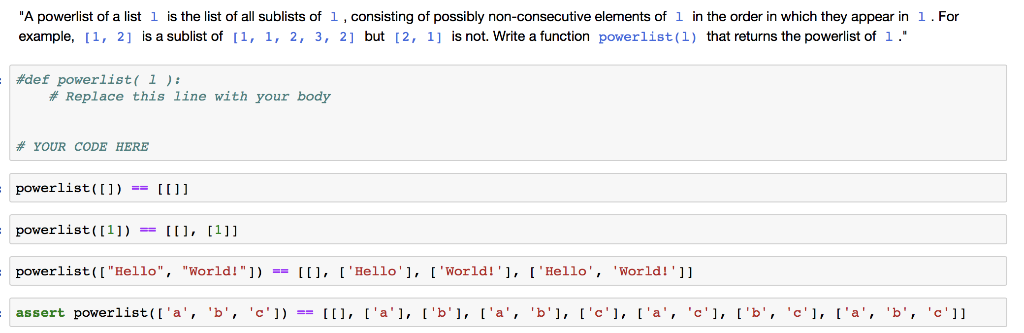 Solved "A powerlist of a list 1 s the list of all sublists | Chegg.com