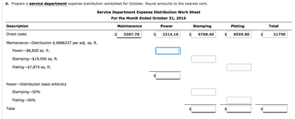 Solved Prepare a service department expense distribution | Chegg.com