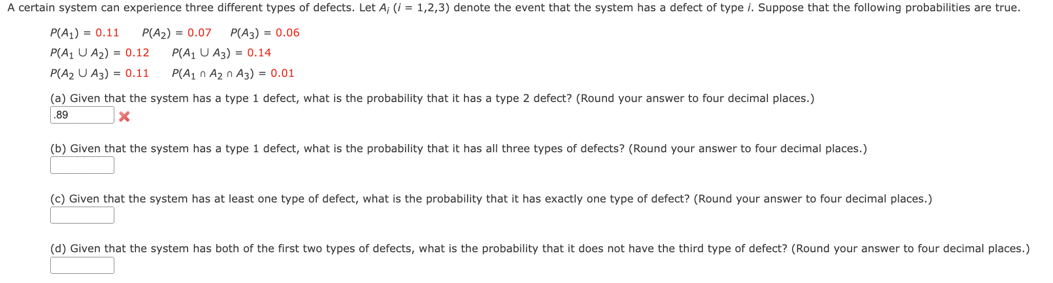 Solved A certain system can experience three different types | Chegg.com