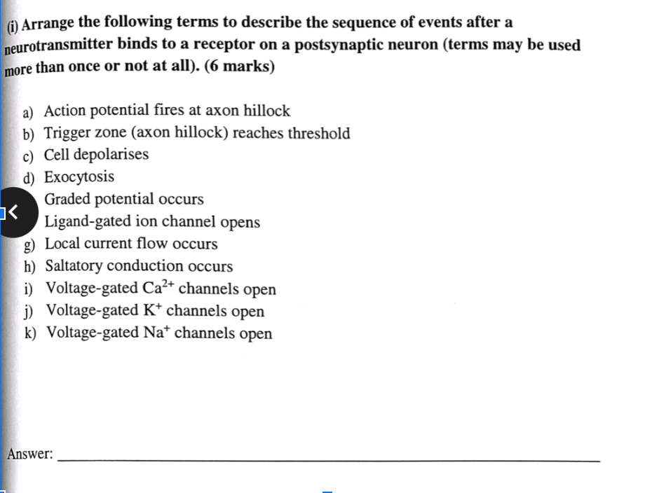 Solved (i) Arrange the following terms to describe the | Chegg.com