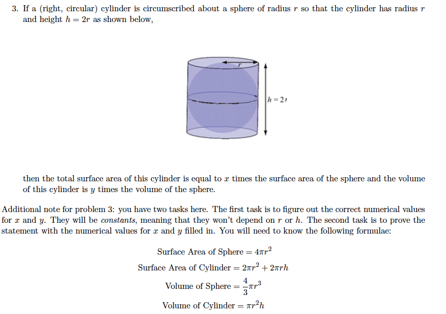 Solved 3. If a (right, circular) cylinder is circumscribed | Chegg.com