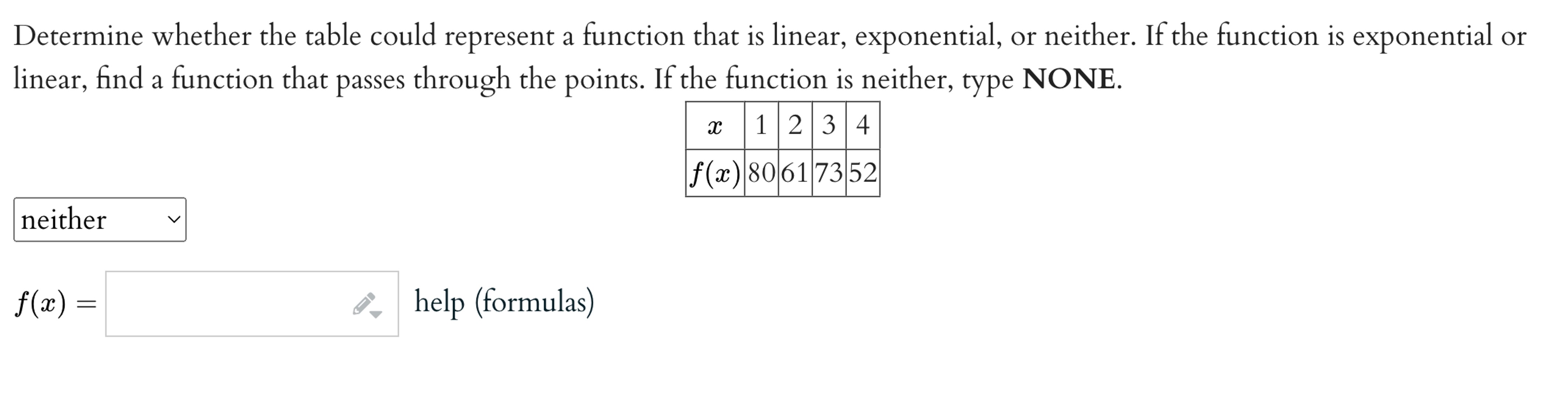 Solved Determine whether the table could represent a | Chegg.com