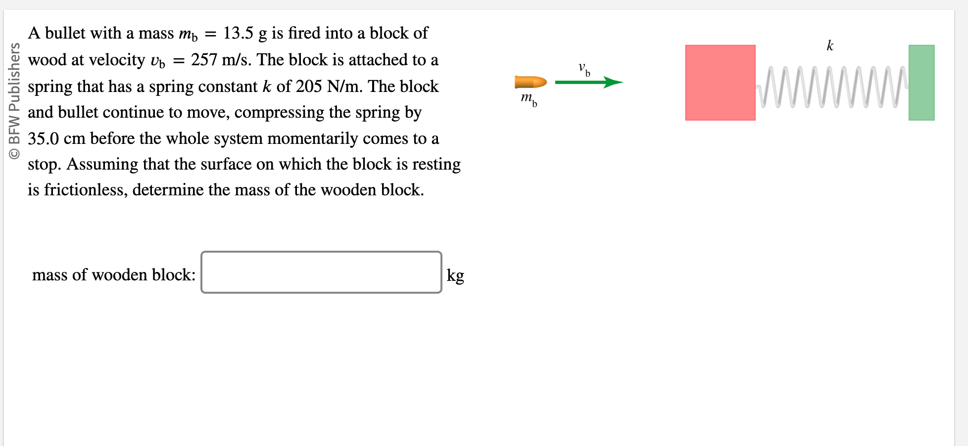 Solved A bullet with a mass mb=13.5g is ﻿fired into a block | Chegg.com