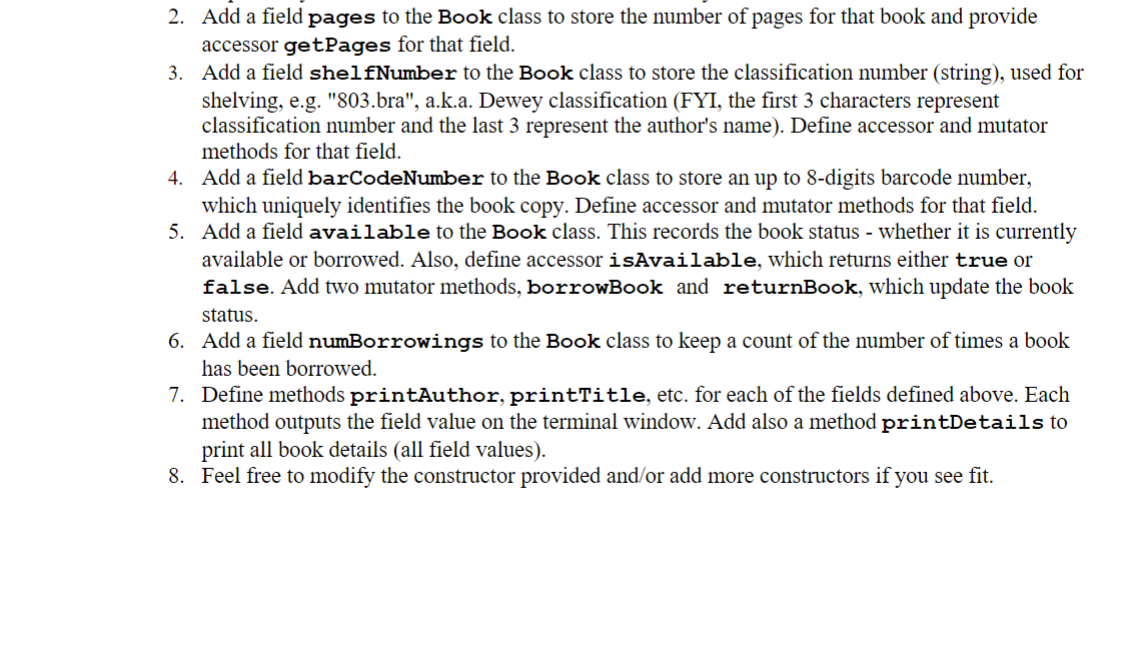 Solved Part A Below is the outline for a Book class. The | Chegg.com