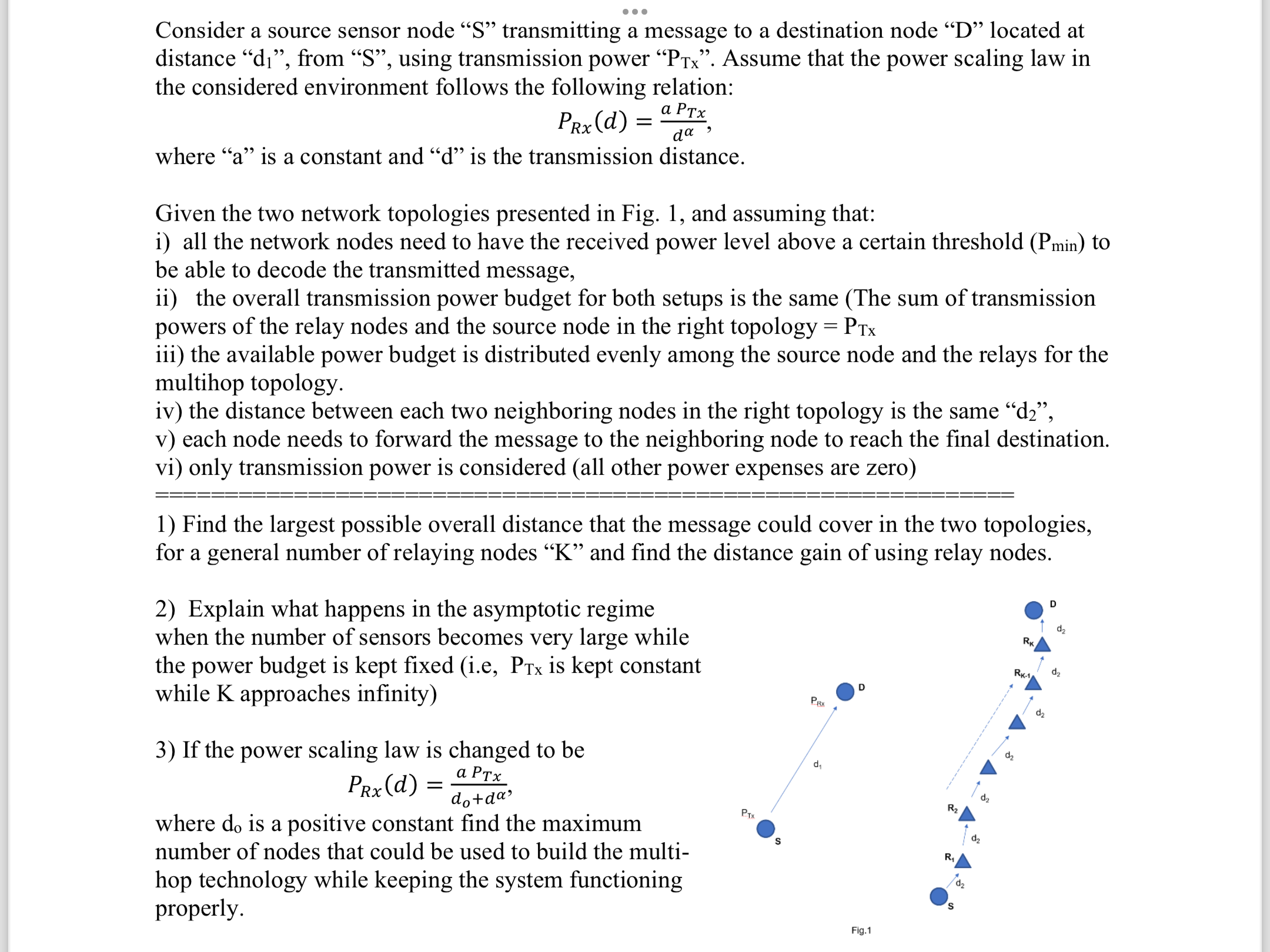Consider a source sensor node " S " ﻿transmitting a | Chegg.com