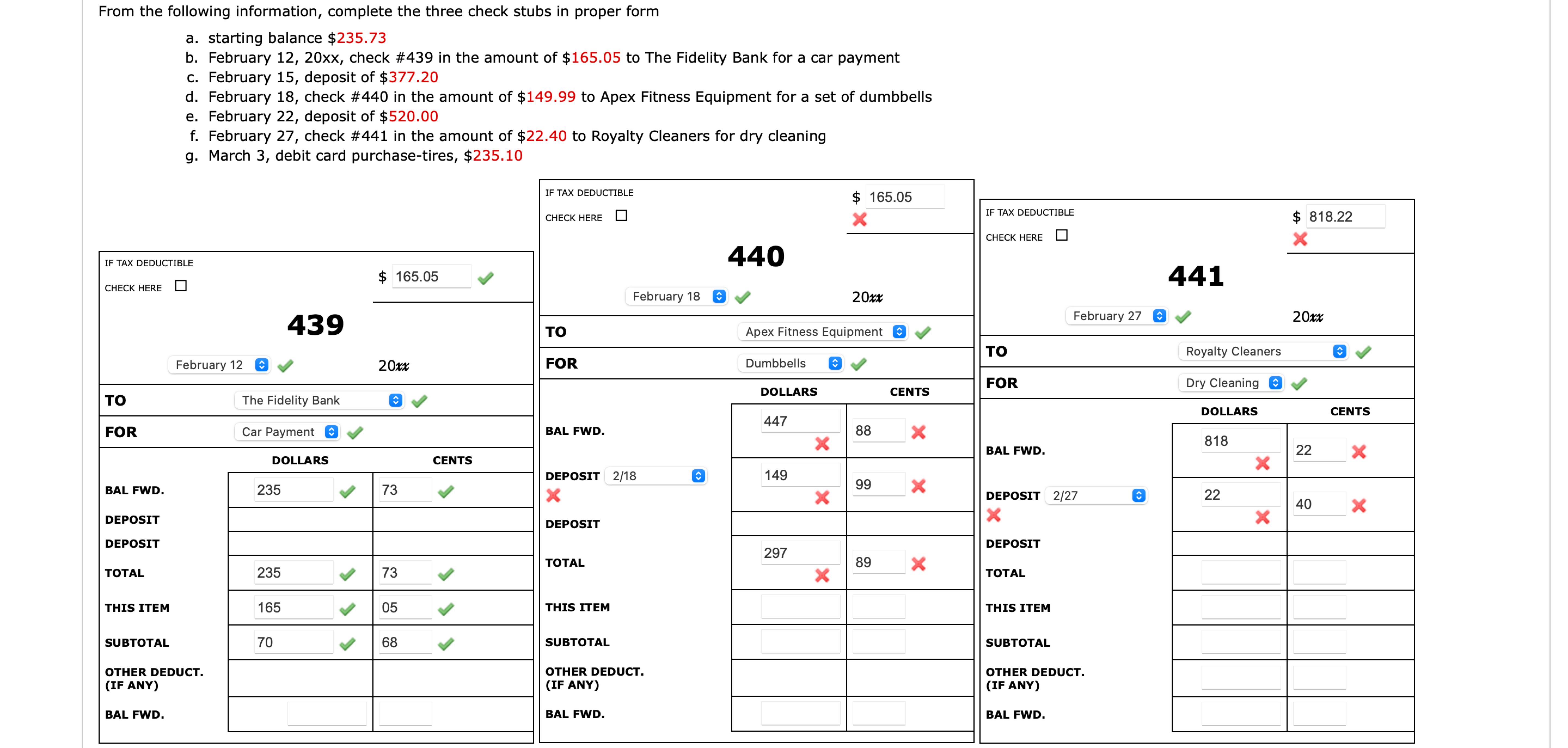 Solved From the following information, complete the three | Chegg.com