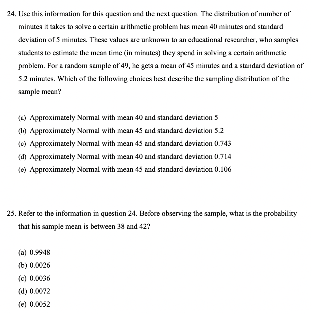 Solved 24. Use this information for this question and the | Chegg.com