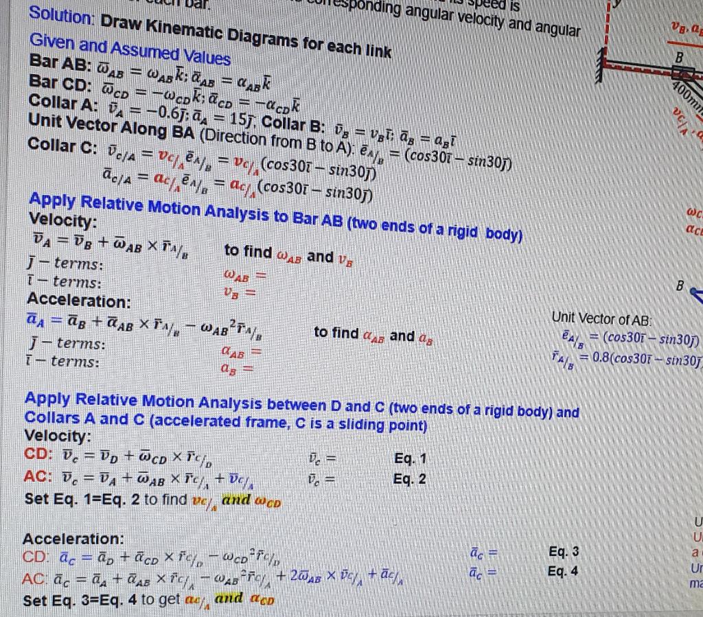 Solved Collar C slides over bar AB. When the system is in | Chegg.com
