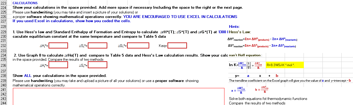Solved Please help answer unanswered parts. Calculations 1 | Chegg.com
