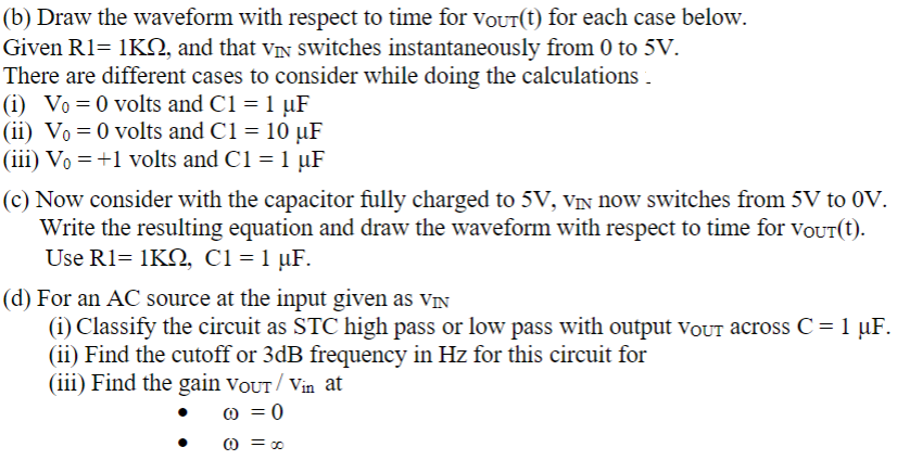 Solved R1 VIN iOUT 7 ci vous Figure 1: Single time constant | Chegg.com
