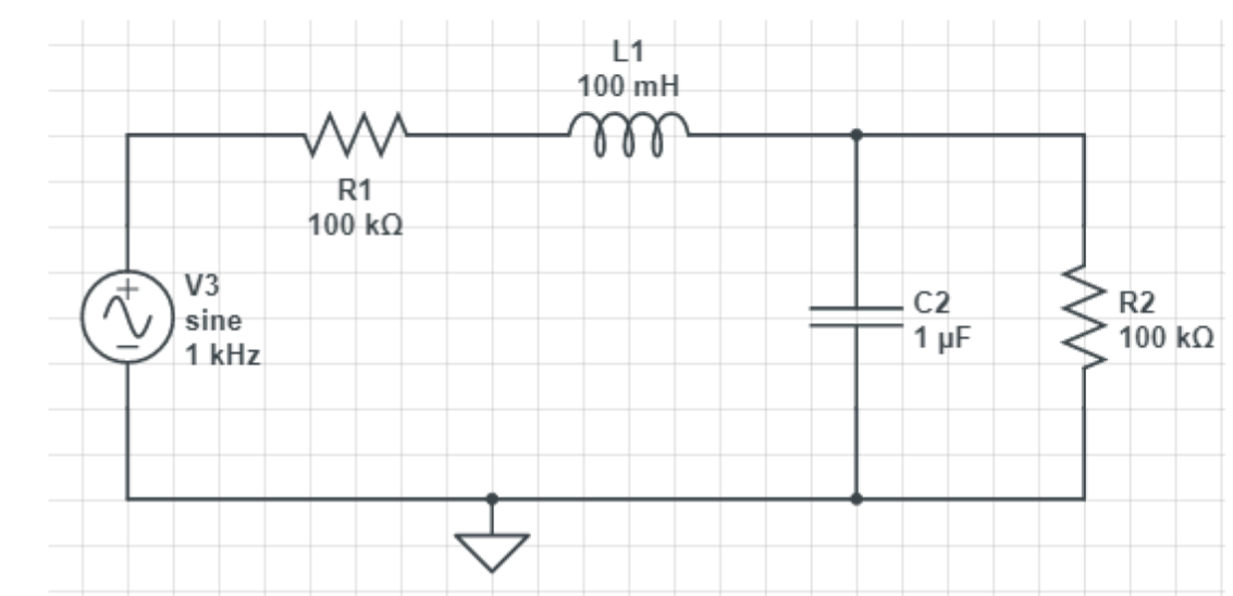 Solved L1 100 mH mo R1 100 ka V3 sine 1 kHz C2 1 PF R2 100 k | Chegg.com