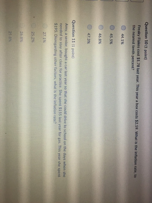 Solved Question 10 (1 point) Freaky Flakes cost $1.78 last | Chegg.com