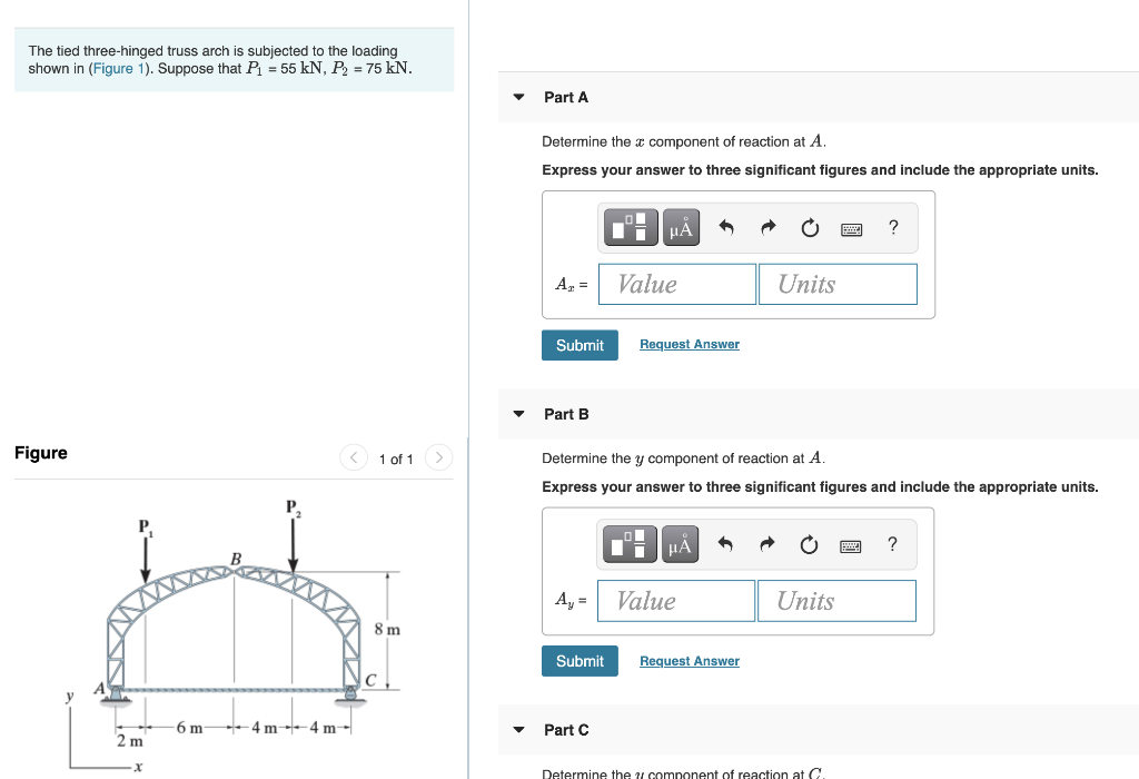Solved The tied three-hinged truss arch is subjected to the | Chegg.com