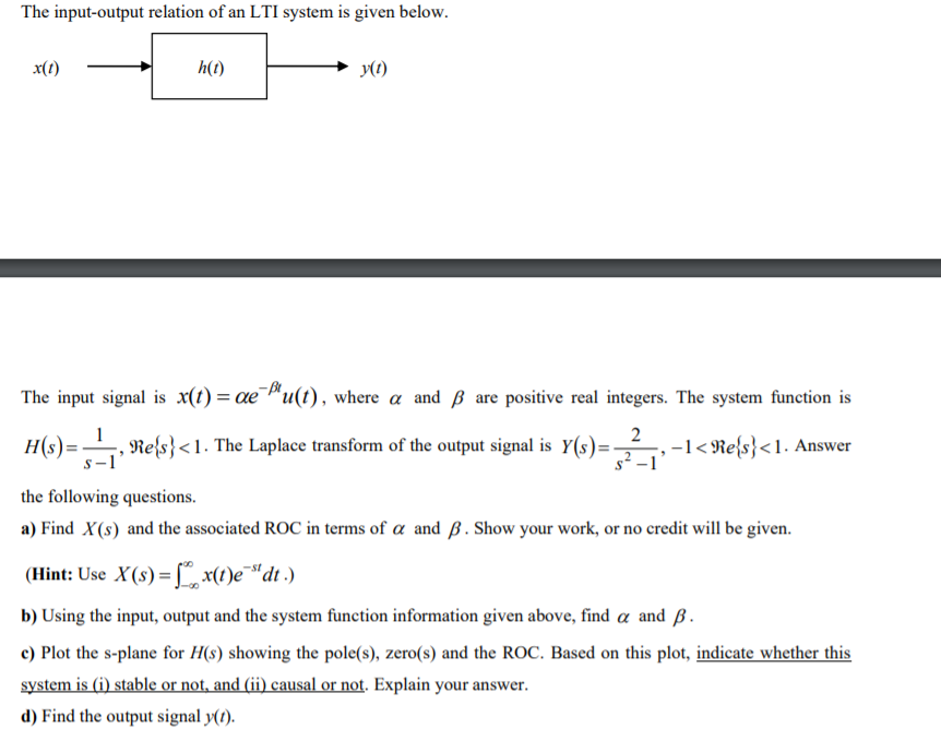 Solved The input-output relation of an LTI system is given | Chegg.com