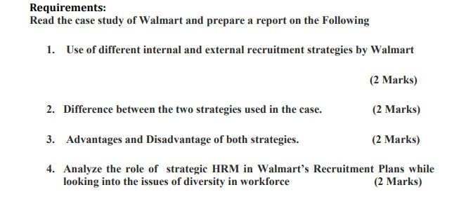 Solved Case Study Walmart’s human resource management | Chegg.com