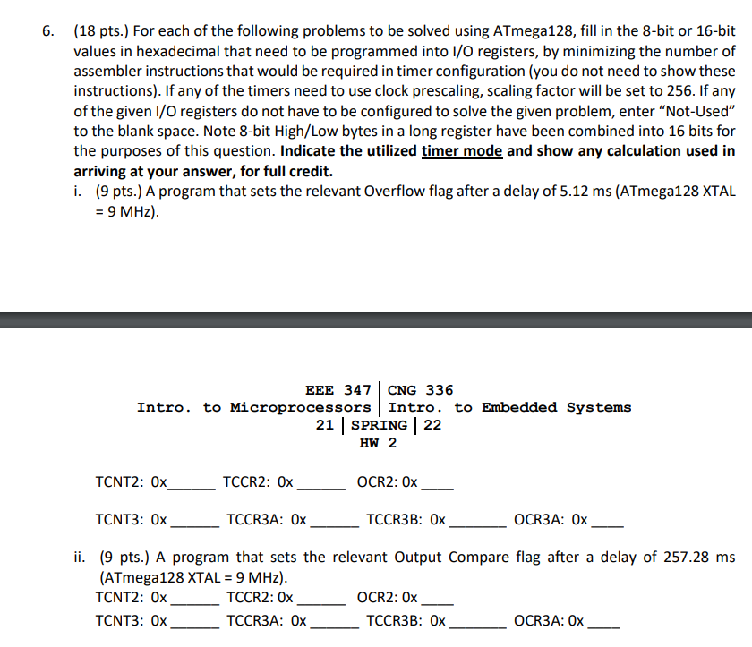 Solved 6. (18 pts.) For each of the following problems to be | Chegg.com
