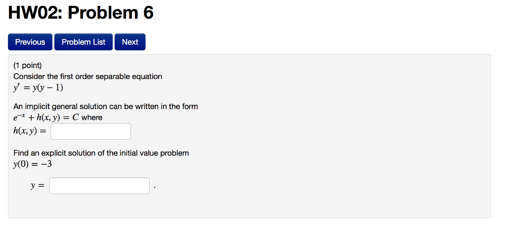 Solved HW02: Problem 6 Previous Problem List Next 1 point | Chegg.com