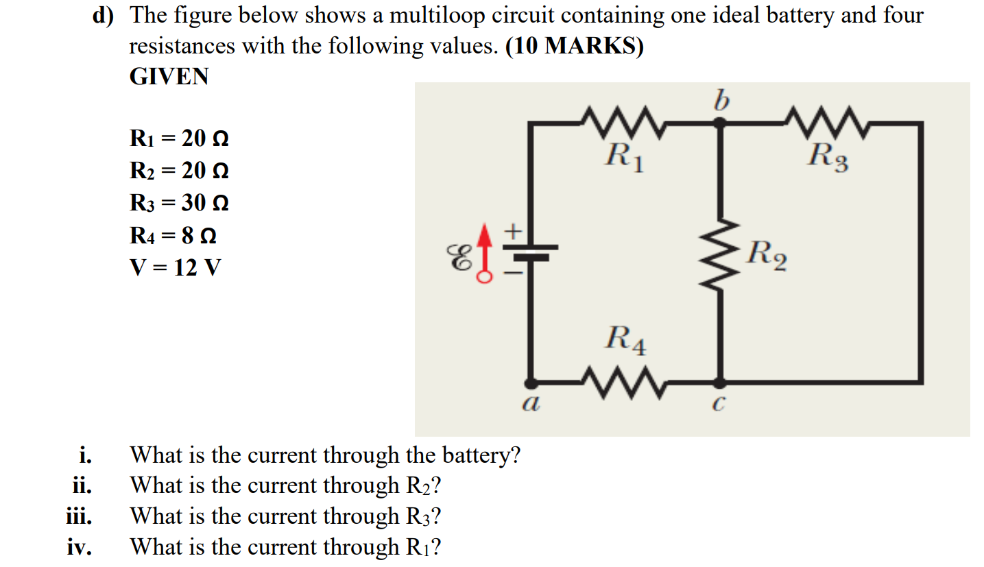 Solved d) The figure below shows a multiloop circuit | Chegg.com