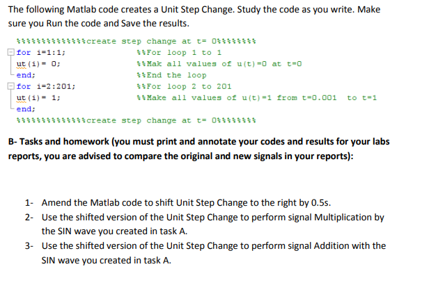 Solved The following Matlab code creates a Unit Step Change. | Chegg.com