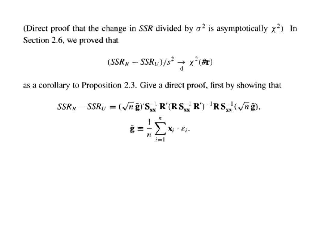 Solved (Direct proof that the change in SSR divided by ois | Chegg.com