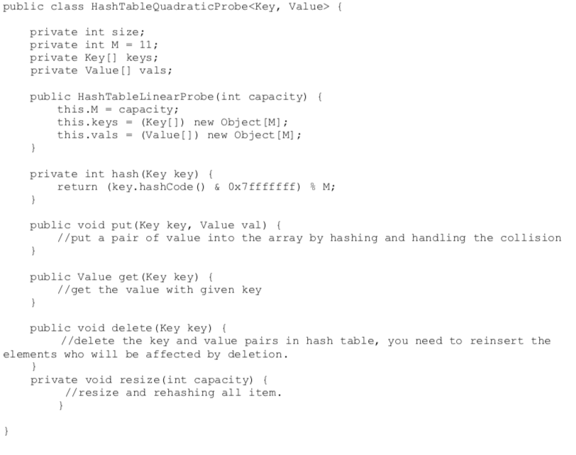 Solved public class HashTable QuadraticProbe { private int | Chegg.com