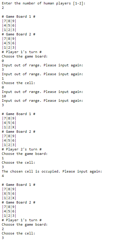 Solved Enter the number of human players [1-2]: 1 \# Game | Chegg.com